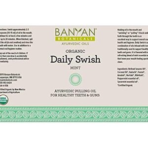 Banyan Botanicals Daily Swish Mint – Organic Ayurvedic Oil Pulling Mouthwash with Coconut Oil – for Oral Health, Teeth, & Gums* – 8oz – Non GMO Sustainably Sourced Vegan