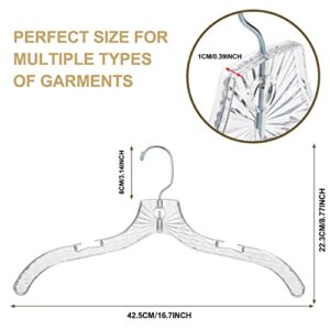 Quality Hangers Clear Hangers 12 Pack - Crystal Cut Hangers for Clothes - Durable Plastic Hanger Set - Invisible Dress Hangers for Suits - Heavy Duty Hangers - Nonslip Coat and Shirt Hangers