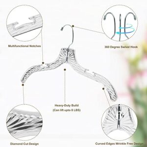 Quality Hangers Clear Hangers 12 Pack - Crystal Cut Hangers for Clothes - Durable Plastic Hanger Set - Invisible Dress Hangers for Suits - Heavy Duty Hangers - Nonslip Coat and Shirt Hangers