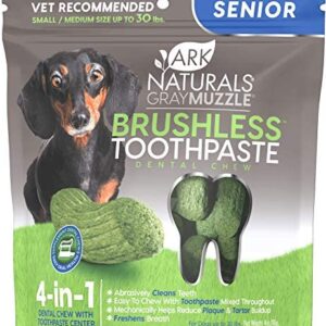 Ark Naturals Gray Muzzle Brushless Toothpaste, Senior Dog Dental Chews for Small to Medium Breeds, Vet Recommended for Plaque, Bacteria & Tartar Control, 1 Pack