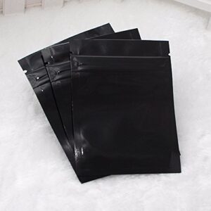 100 glossy black two-sided aluminum mylar zip-lock flat style bags outer size 7.5x10cm (3x4")