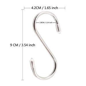 JINHEZO Premium 10-Pack Larger Round S Shaped Hooks in Polished Stainless Steel Metal, Hangers Hanging Hooks for Kitchen, Work Shop, Bathroom, Garden, Kitchenware Pots Utensils, Clothes, Bags, Towels