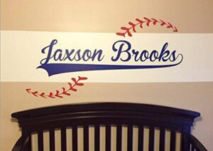 custom name added to baseball vinyl wall decal baseball theme personalized removable sticker perfect for above bed sports room