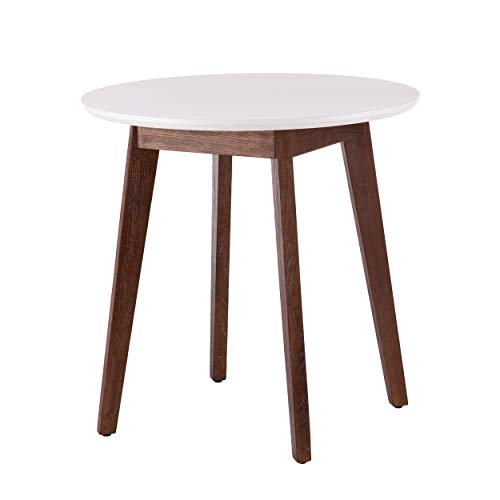 SEI Furniture Oden Two-Tone Small Space Round Dining Table, White, Burnt Oak