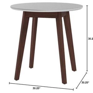 SEI Furniture Oden Two-Tone Small Space Round Dining Table, White, Burnt Oak