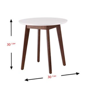 SEI Furniture Oden Two-Tone Small Space Round Dining Table, White, Burnt Oak