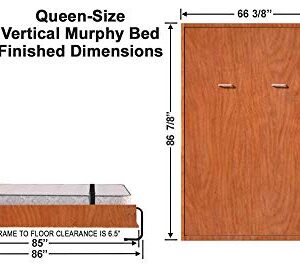 Murphy Bed Queen Size Hardware Kit - DIY Wood Frame Folding Cabinet Wall Bed for Guestroom Easy to Build, Made in USA