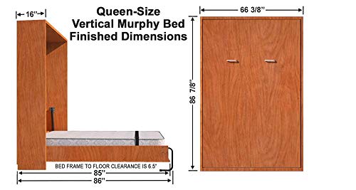 Murphy Bed Queen Size Hardware Kit - DIY Wood Frame Folding Cabinet Wall Bed for Guestroom Easy to Build, Made in USA