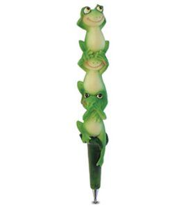 planet pens three wise frogs novelty pen - cute fun & unique kids & adults ballpoint pen, colorful animal writing pen instrument school & office desk decor