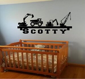 flash sale boy's room wall shelf name construction crane dump truck equipment diy wall art decor decal our popular design decal