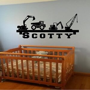 FLASH sale Boy's room Wall Shelf name construction Crane dump truck equipment diy wall art decor decal Our Popular Design decal