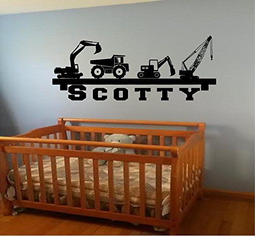 FLASH sale Boy's room Wall Shelf name construction Crane dump truck equipment diy wall art decor decal Our Popular Design decal