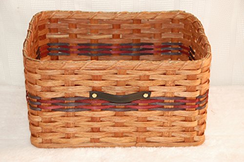 Kenzie's Kreations Handcrafted Cubby Basket. Measures 14" X 10" X 8" Tall. Accent Colors May Vary. (Red, Blue, Purple, Green, Burgundry, Black, Brown, Natural)