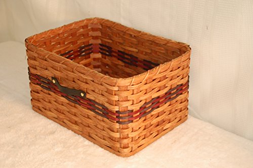 Kenzie's Kreations Handcrafted Cubby Basket. Measures 14" X 10" X 8" Tall. Accent Colors May Vary. (Red, Blue, Purple, Green, Burgundry, Black, Brown, Natural)