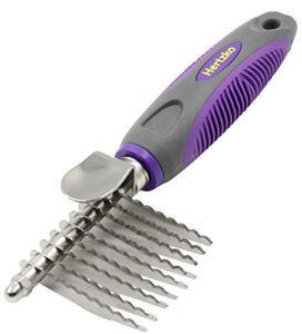 hertzko pet dematting comb for dogs cats - undercoat rake grooming brush with safety edges - deshedding tool great for cutting and removing dead, matted, or knotted hair - shedding combs for pets