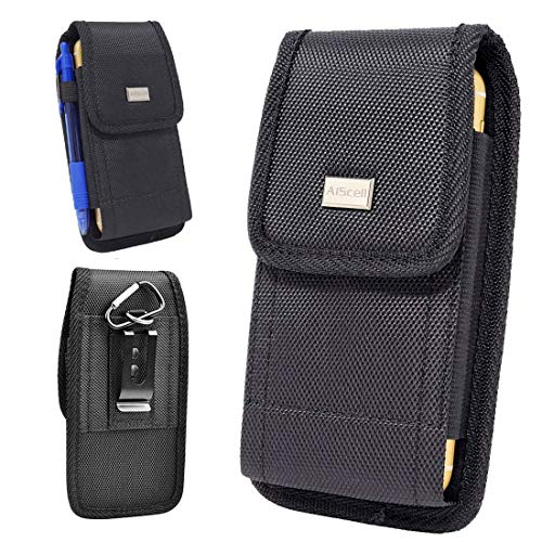 AISCELL Pouch Clip Holster for Moto G 5G,One 5G UW,One 5G ace, G Power 5G,G Stylus 5G (2023)(2022), Edge (2022)+(2021) Rugged Black Tactical Nylon Carrying Case Metal Belt Clip [Fit Cover Case on]