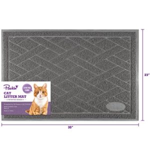 Pawkin Cat Litter Mat, Patented Design with Litter Lock Mesh, Extra Large, Durable, Easy to Clean, Soft, Fits Under Litter Box, Litter Free Floors, Gray