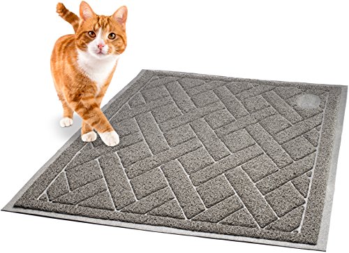 Pawkin Cat Litter Mat, Patented Design with Litter Lock Mesh, Extra Large, Durable, Easy to Clean, Soft, Fits Under Litter Box, Litter Free Floors, Gray