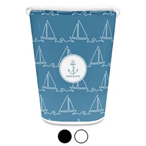 RNK Shops Rope Sail Boats Waste Basket - Single Sided (White) (Personalized)