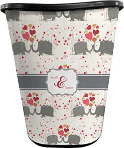 rnk shops elephants in love waste basket - single sided (black) (personalized)