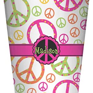 RNK Shops Peace Sign Waste Basket - Single Sided (White) (Personalized)