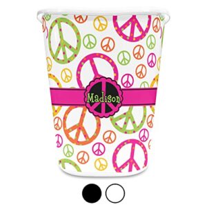 RNK Shops Peace Sign Waste Basket - Single Sided (White) (Personalized)