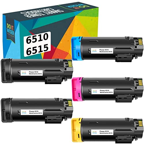 Do it Wiser Compatible Toner Cartridge Replacement for Xerox Phaser 6510 6510dn, Xerox WorkCentre 6515 6515dn Printers - 106R03480 106R03477 106R03478 106R03479 High Yield (5 Pack)