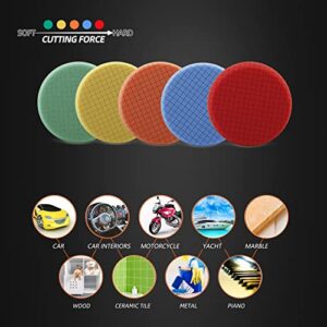 Buffing Polishing Pads, SPTA 5Pcs 6.5 Inch Face for 6 Inch 150mm Backing Plate Compound Buffing Sponge Pads Cutting Polishing Pad Kit For Car Buffer Polisher Compounding, Polishing and Waxing -SQMIX65