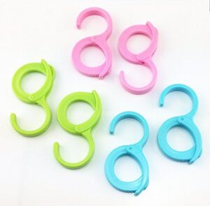 yueton 6pcs colorful plastic multi-purpose hanging hooks hangers organizer utility laundry clothes bag hooks for home, office, workshop, exhibition