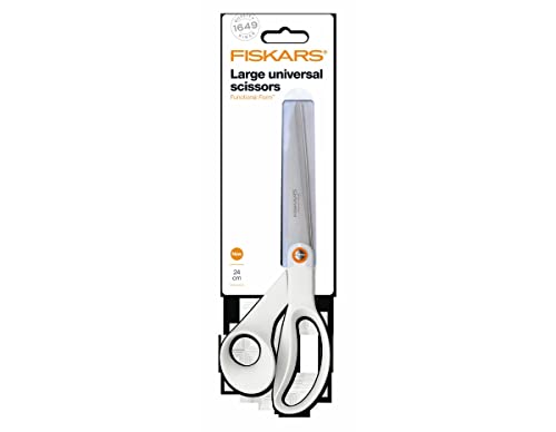 Fiskars Universal Scissors, Total Length: 24 cm, Quality Steel/Synthetic Material, Functional Form, White, 1020414