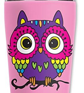 Mugzie Pink Owl Travel Mug with Insulated Wetsuit Cover, 16 oz, Multicolor