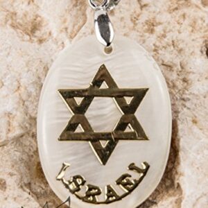 Star of David Pearl Pendant Mother of Pearl Israel Magen David Amulet Jerusalem