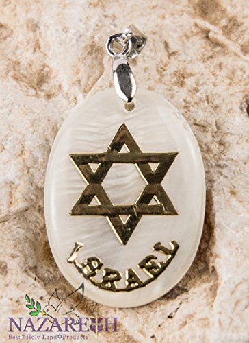 Star of David Pearl Pendant Mother of Pearl Israel Magen David Amulet Jerusalem