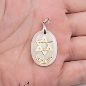 Star of David Pearl Pendant Mother of Pearl Israel Magen David Amulet Jerusalem