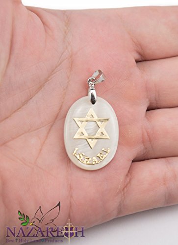 Star of David Pearl Pendant Mother of Pearl Israel Magen David Amulet Jerusalem