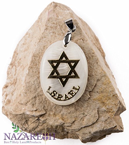 Star of David Pearl Pendant Mother of Pearl Israel Magen David Amulet Jerusalem