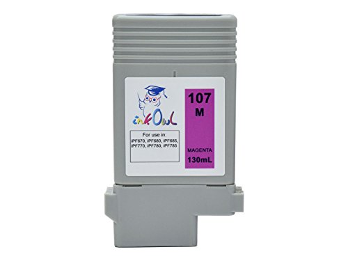 InkOwl Compatible Ink Cartridge Replacement for Canon PFI-107M (130ml, Magenta) - iPF670, iPF680, iPF685, iPF770, iPF780, iPF785 Printers