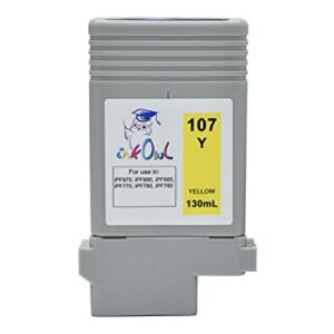 InkOwl Compatible Ink Cartridge Replacement for Canon PFI-107Y (130ml, Yellow) - iPF670, iPF680, iPF685, iPF770, iPF780, iPF785 Printers