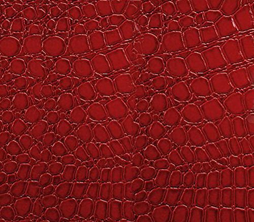 Vinyl Fabric Crocodile RED Fake Leather Upholstery / 54" Wide/Sold by The Yard