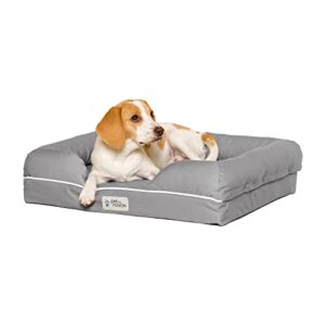 petfusion ultimate dog bed, orthopedic memory foam, multiple sizes/colors, medium firmness pillow, waterproof liner, ykk zippers, breathable 35% cotton cover, 1yr. warranty, small (25x20), slate grey