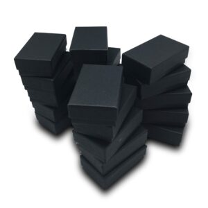 The Display Guys – Cardboard Jewelry Boxes With Cotton – 100 Pack – Matte Black – #21 (2 5/8" x 1 5/8" x 1")