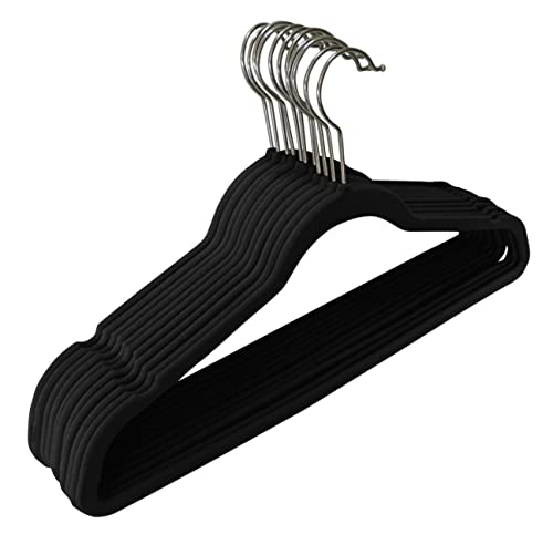 Jeronic Ultra Thin Non-Slip Velvet Clothes Hanger, Pack of 50, Black