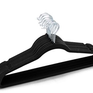 Jeronic Ultra Thin Non-Slip Velvet Clothes Hanger, Pack of 50, Black