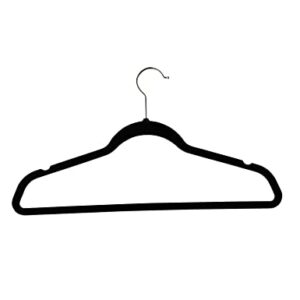 Jeronic Ultra Thin Non-Slip Velvet Clothes Hanger, Pack of 50, Black