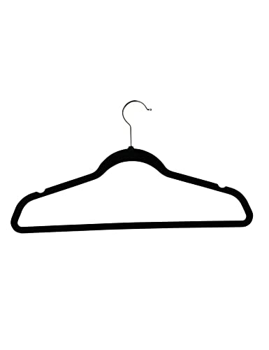 Jeronic Ultra Thin Non-Slip Velvet Clothes Hanger, Pack of 50, Black