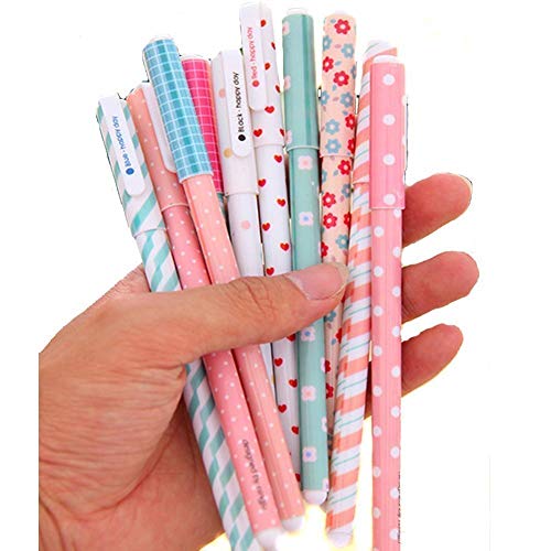 yansanido Office Supplies Kawaii Cute Pens, 10 Pack 0.38mm Colored Pens Gel Pens Fine Point For College Pen Work School Art (A)