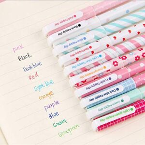 yansanido Office Supplies Kawaii Cute Pens, 10 Pack 0.38mm Colored Pens Gel Pens Fine Point For College Pen Work School Art (A)