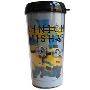 silver buffalo universal despicable me minion mishap plastic travel mug, 16-ounces