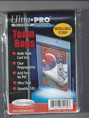 5 Ultra Pro Team Bags Resealable (5 100ct Packages) - For Storing Baseball, Football, Hockey Cards. Great for Top Loaders