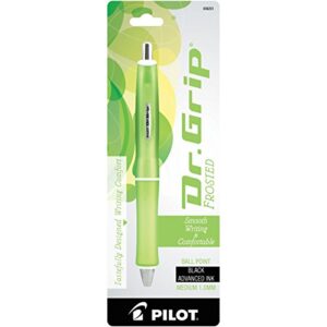 pilot dr. grip frosted refillable & retractable ballpoint pen, medium point, green barrel, black ink, single pen (36251)